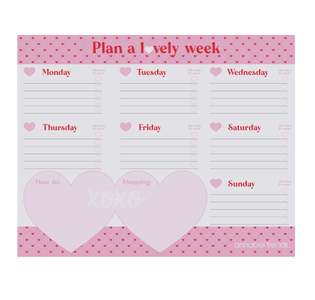 WEEKLY PLANNER PAD - HEART – WILDE' N PRETTY